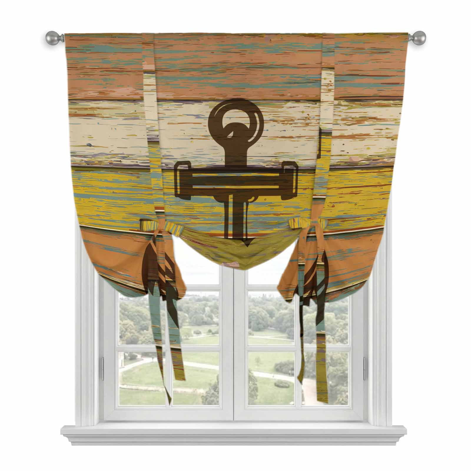Nautical Anchor Tie Up Curtains for Windows, Adjustable Balloon Window ...