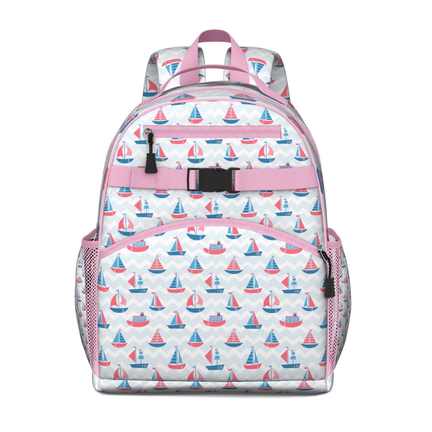 Nautical Anchor and Boat Students Backpack with Coastal Marine, Ocean ...