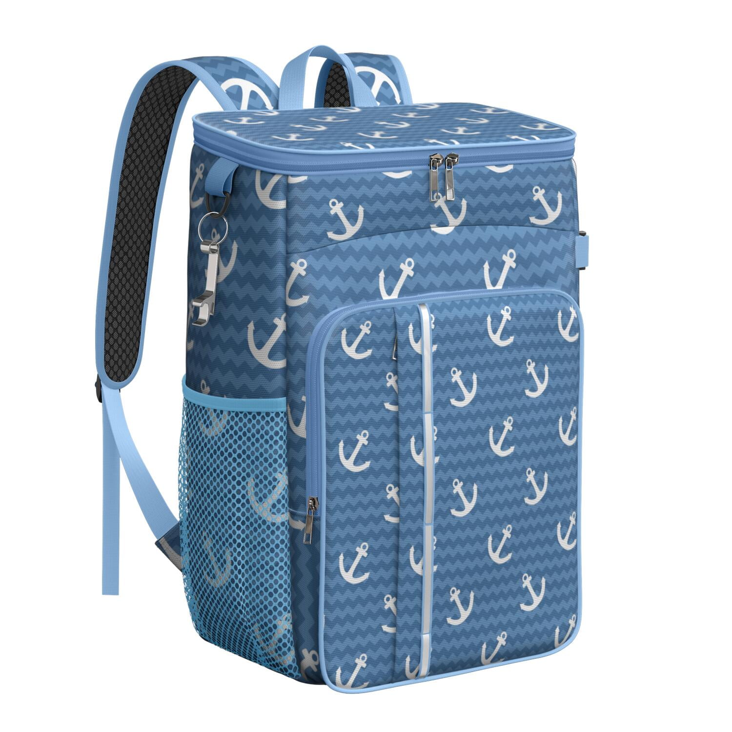 Nautical Anchor and Ocean Wave Backpack Cooler, Insulated Leakproof ...