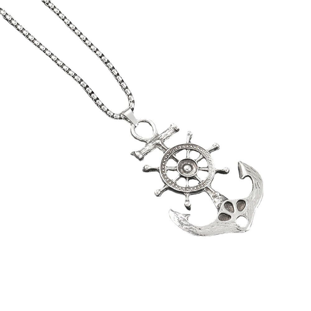 Nautical Anchor and Ship Wheel Pendant Necklace - Vintage Maritime ...
