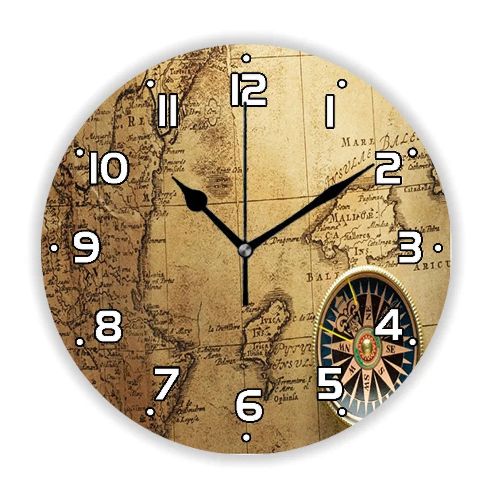 Nautical Ancient Pirate Treasure Map Wall Clock Living Room Old ...