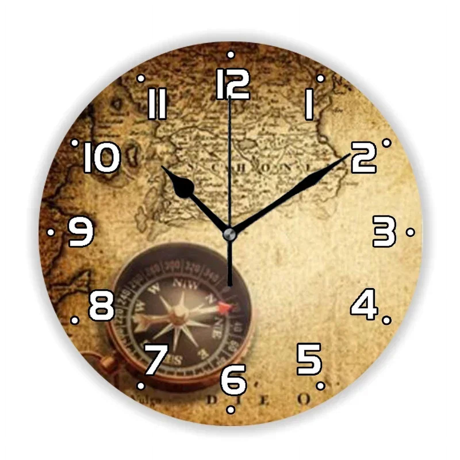 Nautical Ancient Pirate Treasure Map Wall Clock Living Room Old ...