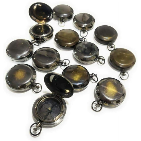 Nautical Antique Brass Pocket Compass Hiking and Camping Set of 50 ...