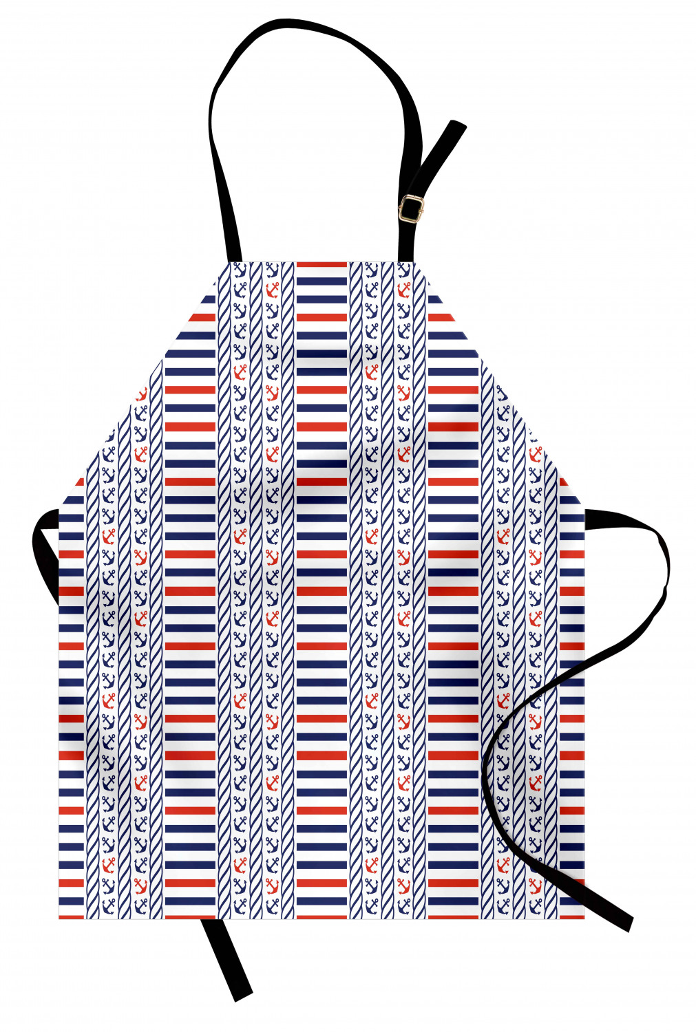 Nautical Apron Marine Pattern with Stripes Anchors Rope Figures Sailor ...