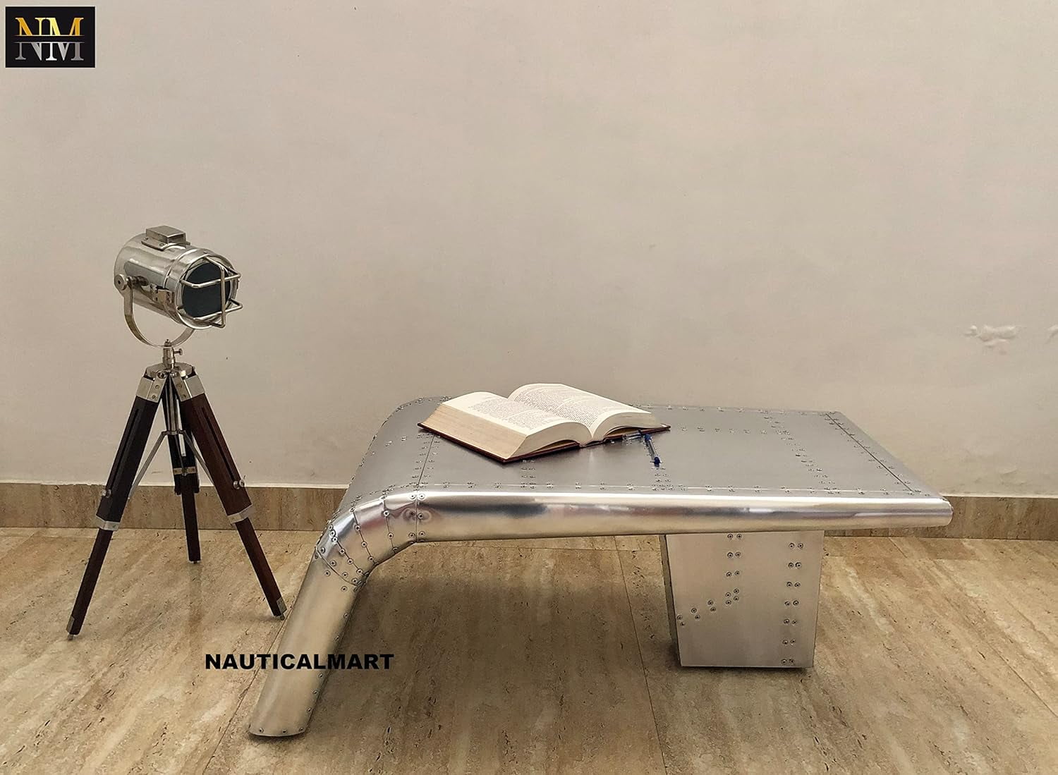 Nautical Aviator Coffee Table Aluminium Vintage Aircraft Airman Style ...