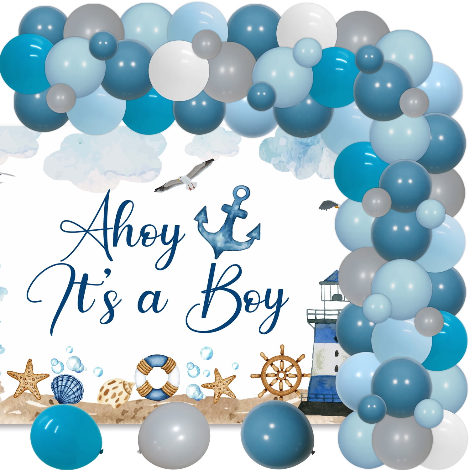 Nautical Baby Shower Decorations for Boy, Ahoy It’s A Boy Printed ...