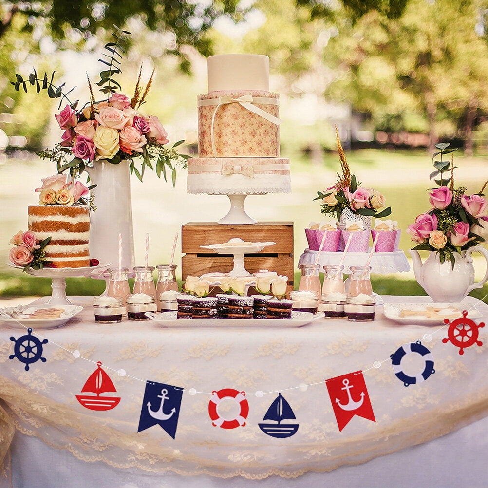 Nautical Banner Ocean Sea Themed Party Bunting Garland Sailboat Anchor ...