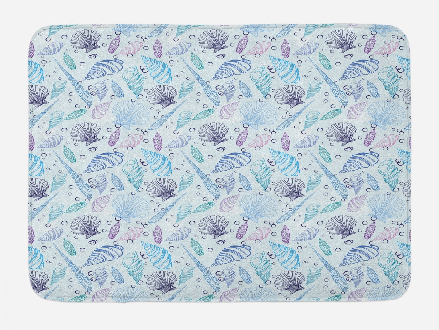 Nautical Bath Mat, Various Sea Shell Pattern Underwater Bubbles Ocean ...