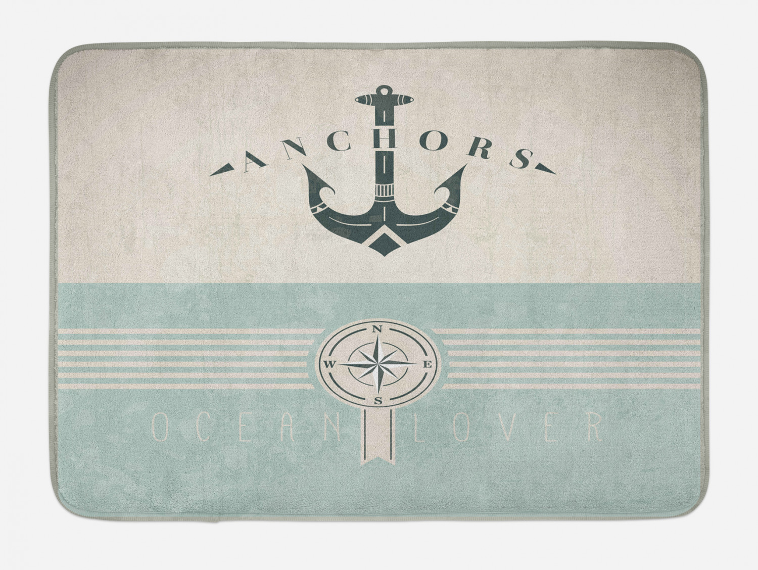 Nautical Bath Mat, Vintage Marine Design for Ocean Lovers Anchor Figure ...