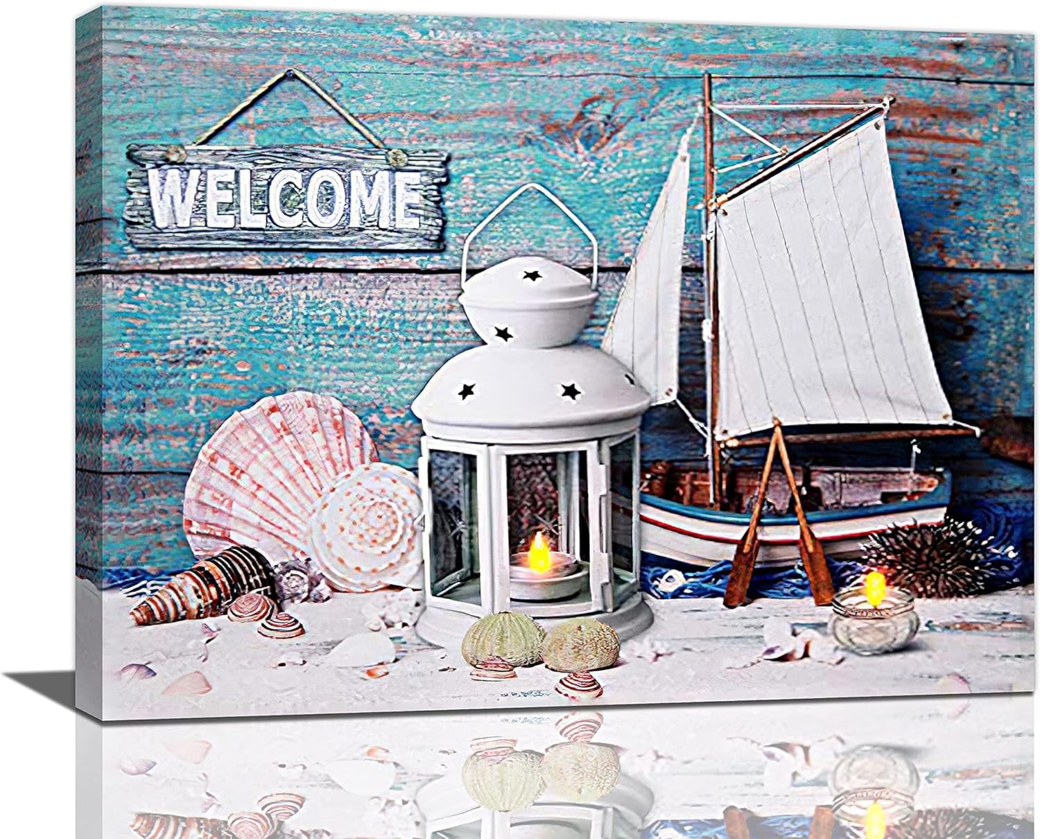 Nautical Beach Bathroom Wall Art Ocean Starfish Seashell Pictures Wall ...