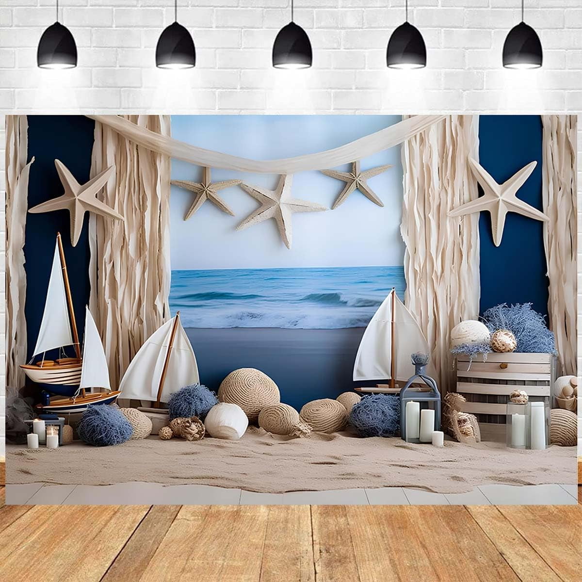 Nautical Beach Boat Photography Background Sailboat Ocean Beach Pirate ...