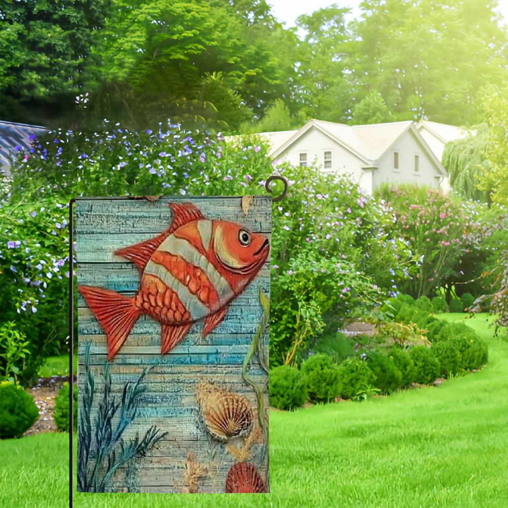 Nautical Beach Ocean Theme Underwater Fish Yard Flag Weather Resistant ...