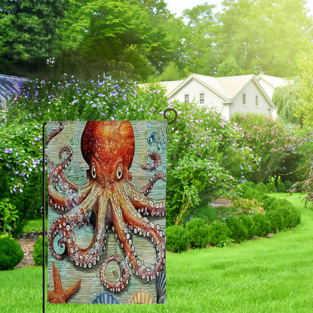 Nautical Beach Ocean Theme Underwater Flags for Outside Vertical Double ...