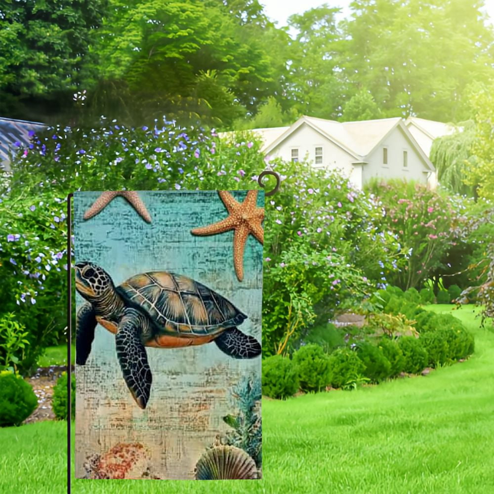 Nautical Beach Ocean Theme Underwater Seaturtle Garden Flag Weather ...