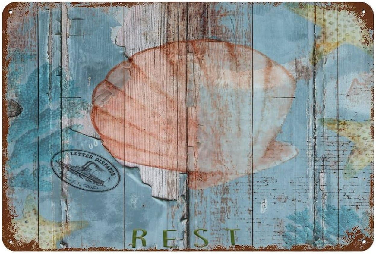 Nautical Beach Ocean Theme Underwater Shells Farmhouse Metal Room Decor ...