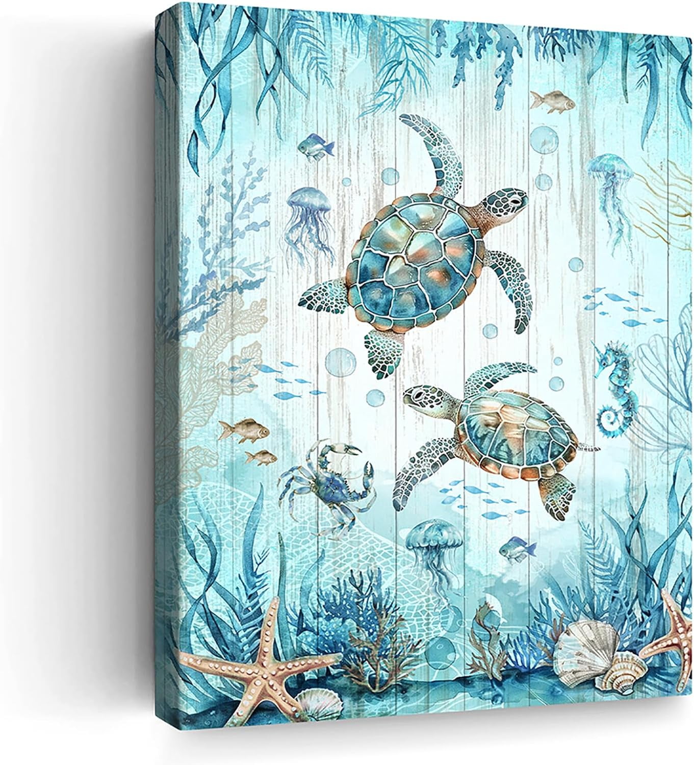 Nautical Beach Sea Turtle Bathroom Decor Wall Art Ocean Sea Turtle ...