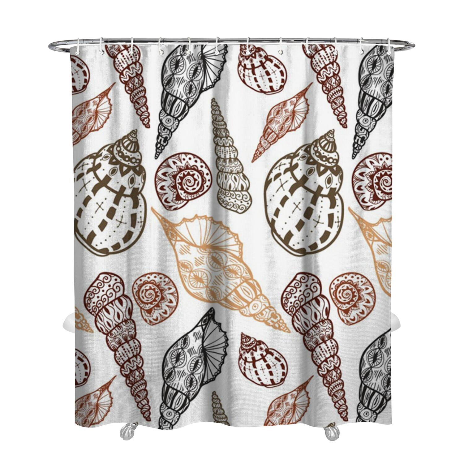 Nautical Beach Shower Curtain, Seashell and Shell Print with Tropical ...