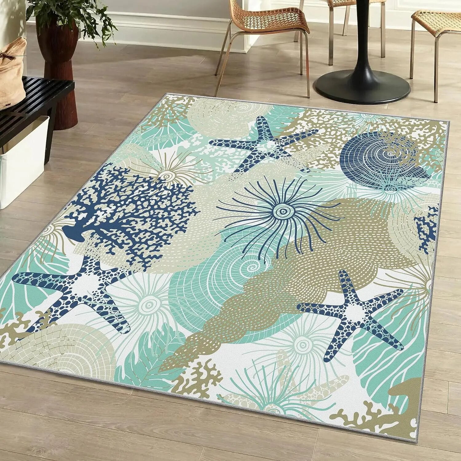 Nautical Beach Themed Carpet for Living Room Decorations Sofa Table ...