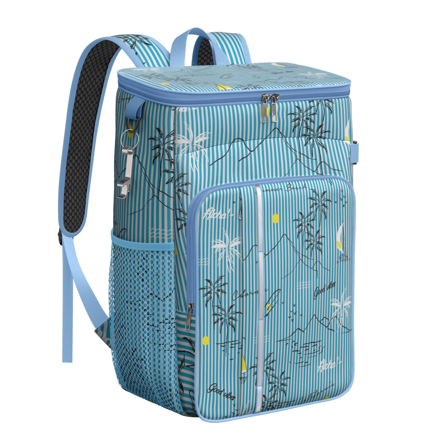 Nautical Beachy Backpack Cooler, Leakproof Insulated Tropical Island ...