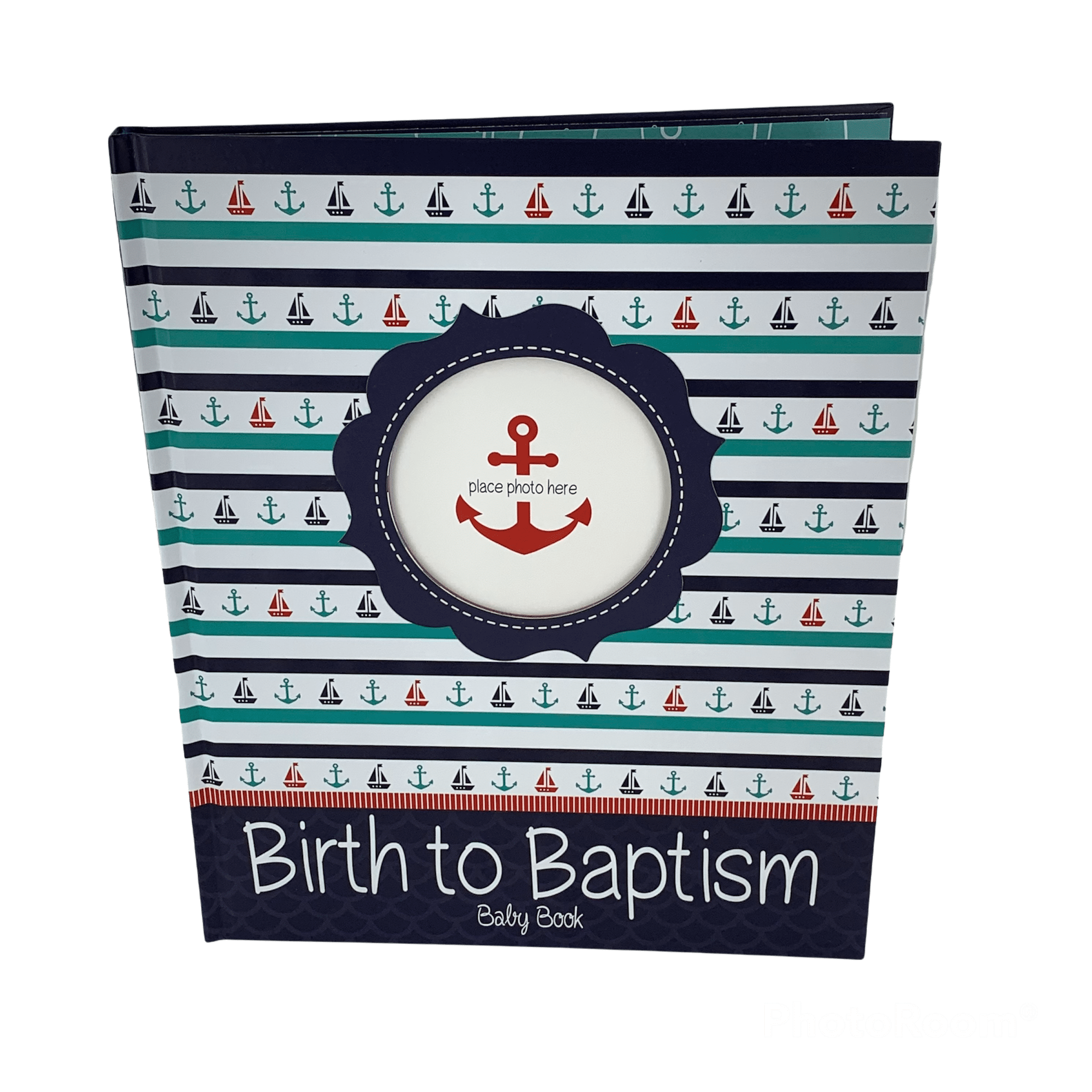 Nautical Boy's Photo Baby Picture Book - Birth to Baptism Album, 9x11 ...