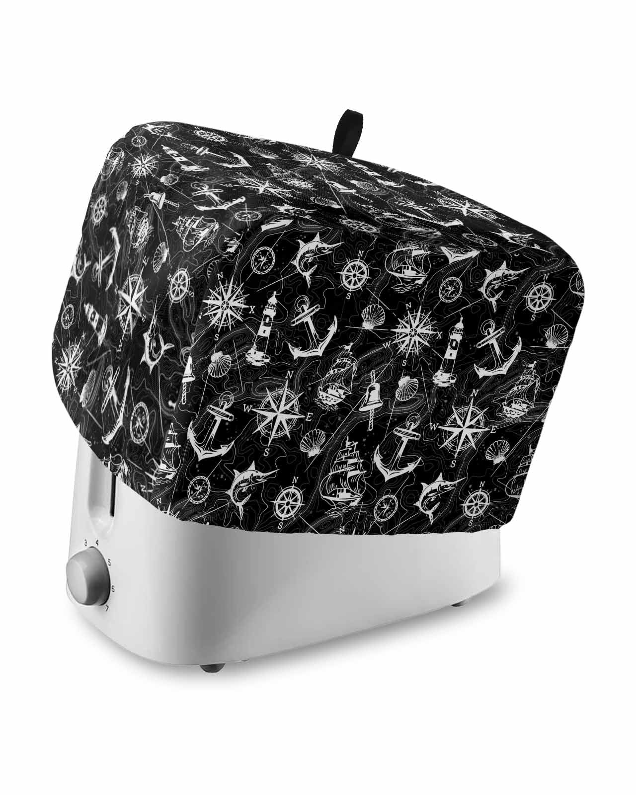 Nautical Black Small Toaster Cover 2 Slice, Kitchen Appliance Covers ...