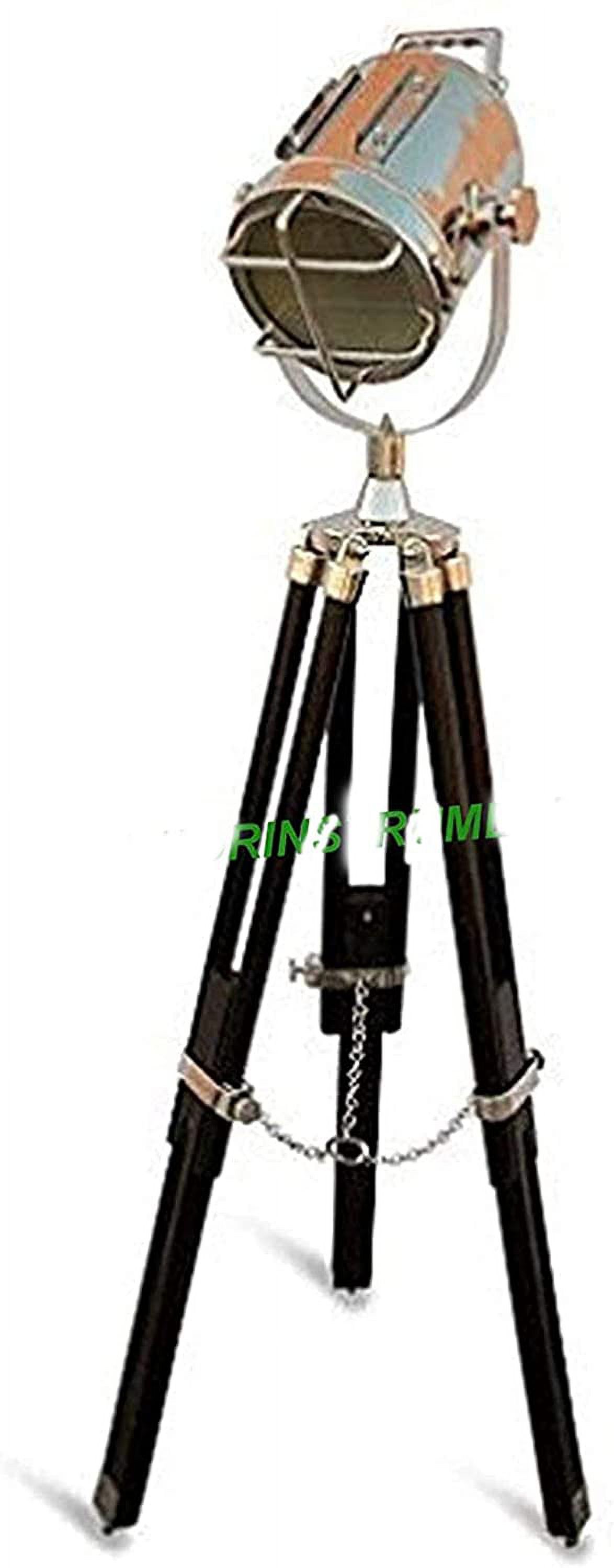 Nautical Black Tripod Spot Light Chrome Searchlight Wooden Tripod Mini ...