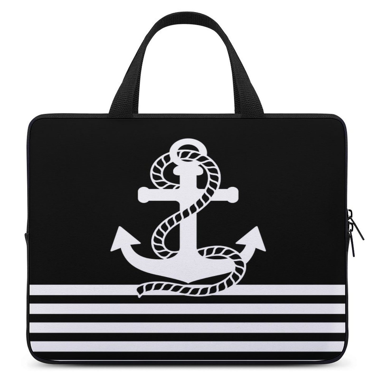 Nautical Black White Stripes And Black White Anchors Laptop Bag Women ...