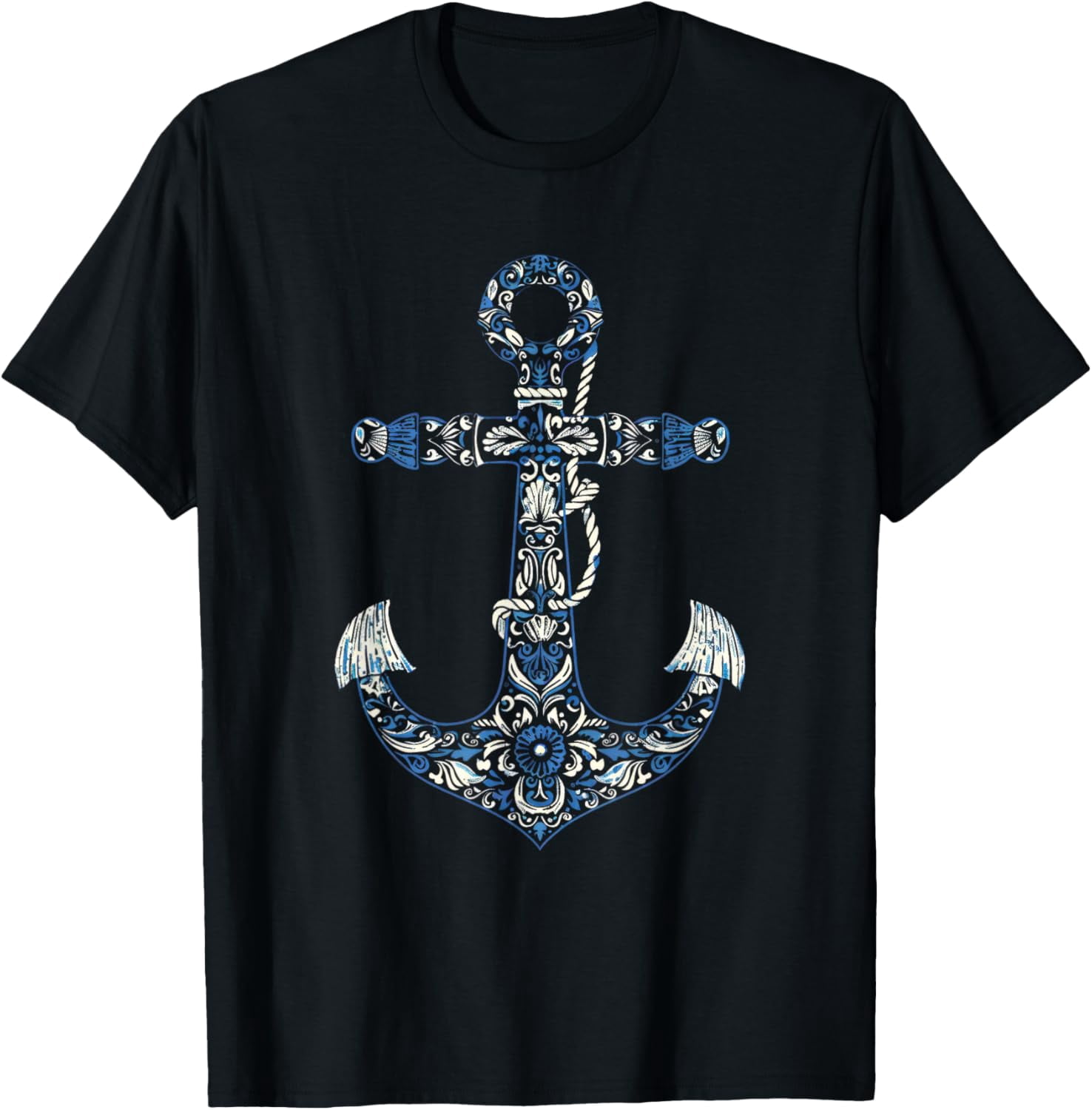 Nautical Blue Anchor Maritime Ocean Theme Coastal T-Shirt - Walmart.com