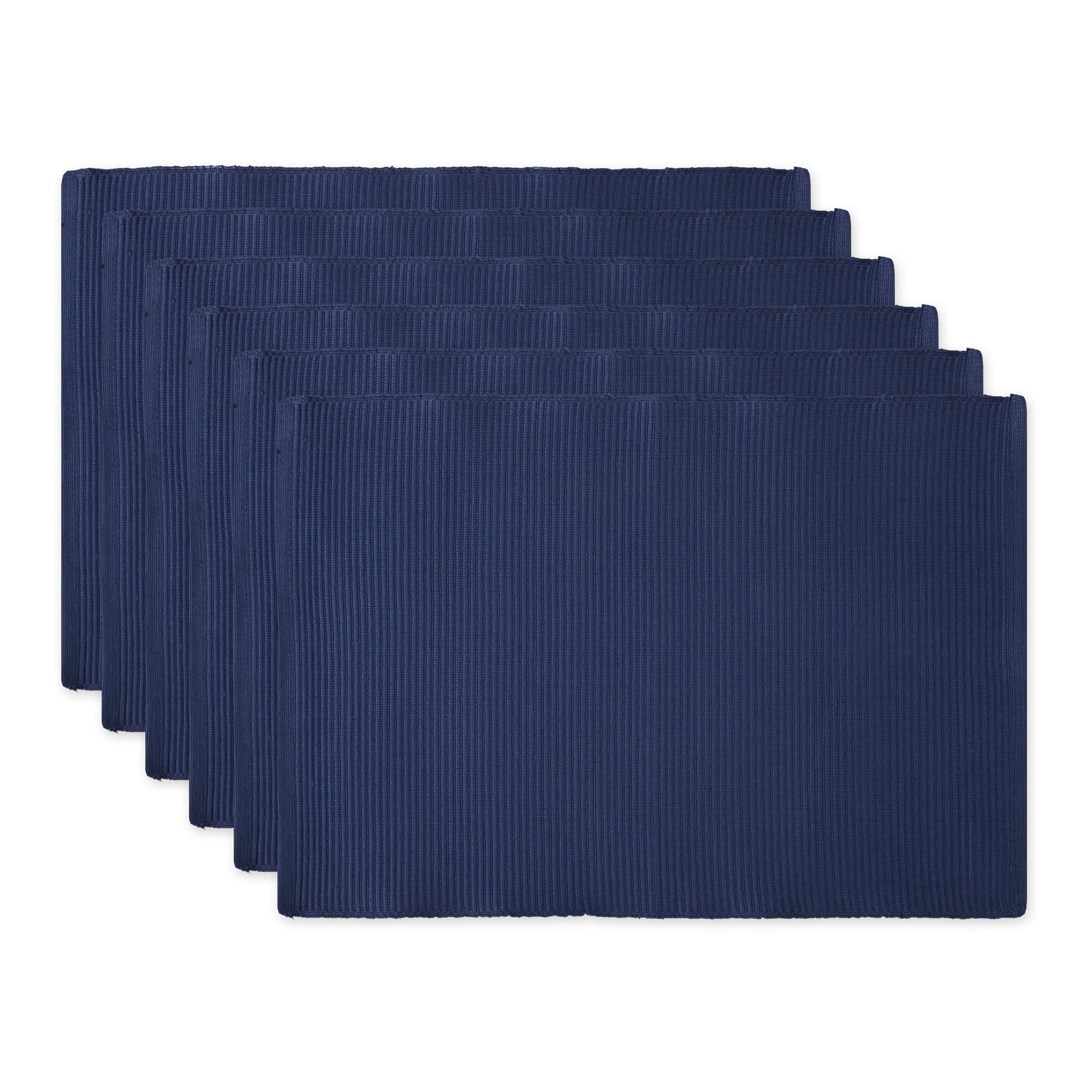 DII Natural Ribbed Placemat (Set of 6)-Color:Nautical Blue,Quantity:Set ...