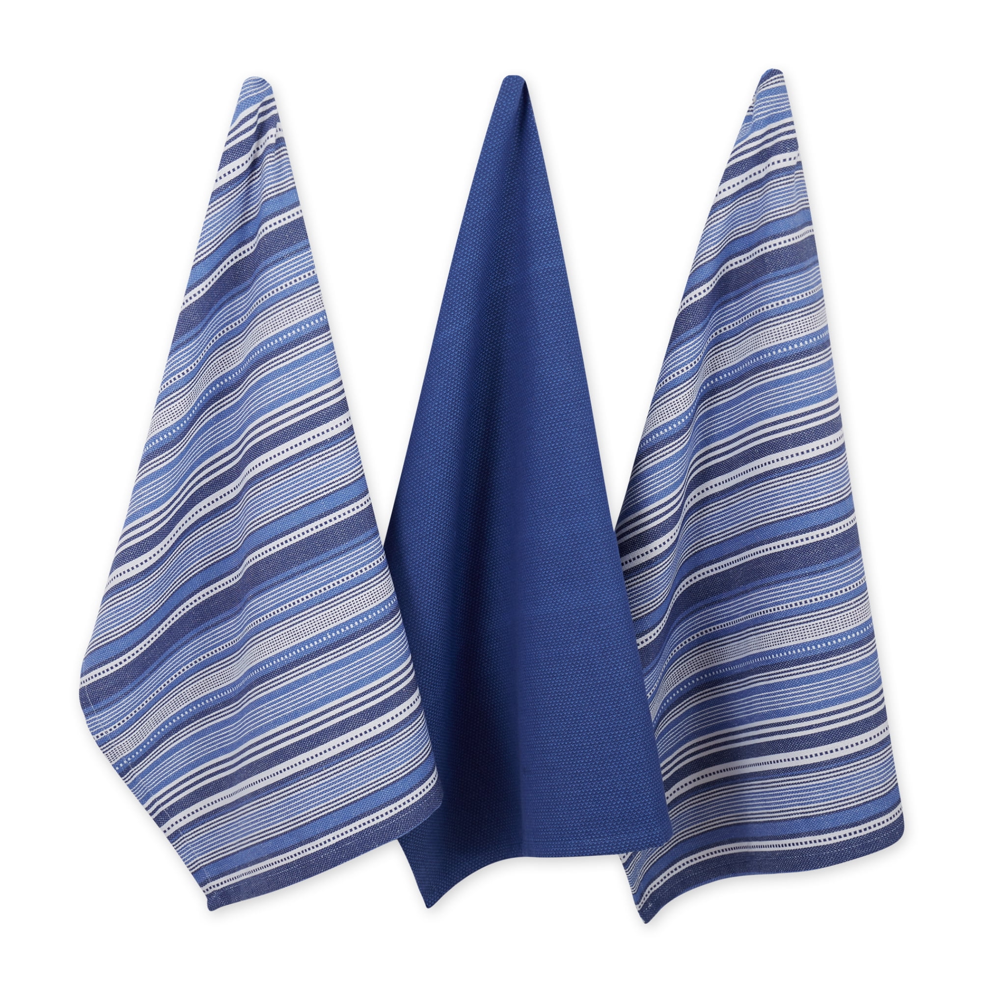 Decorative Kitchen Dish Towels, Nautical Blue Urban Stripe (Set of 3 ...