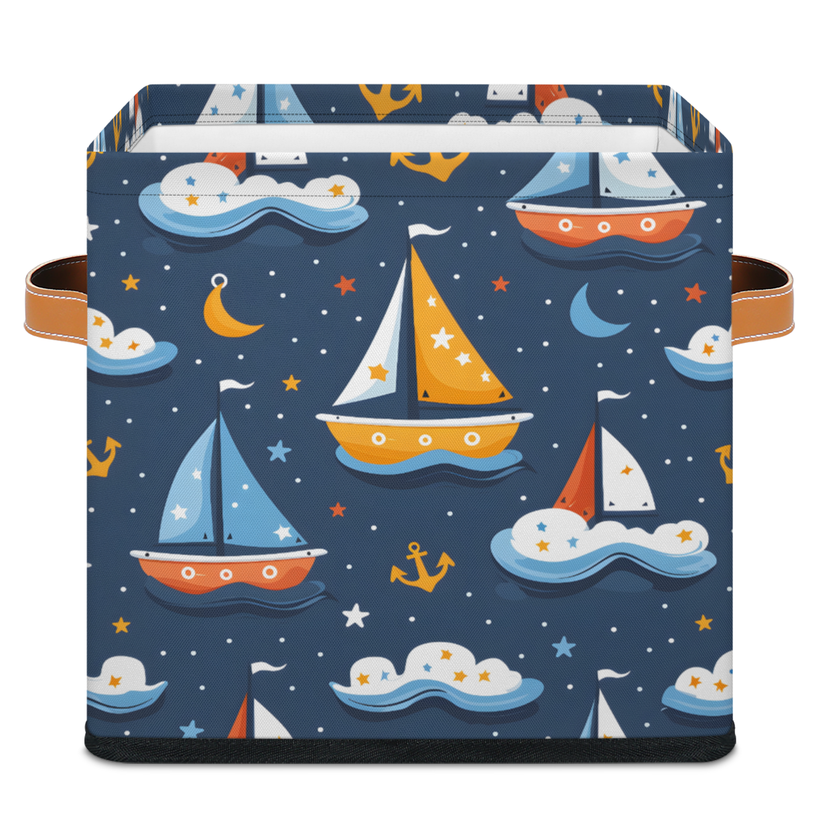 Nautical Boat Design Collapsible Storage Box,11x11x11 Inch Foldable ...