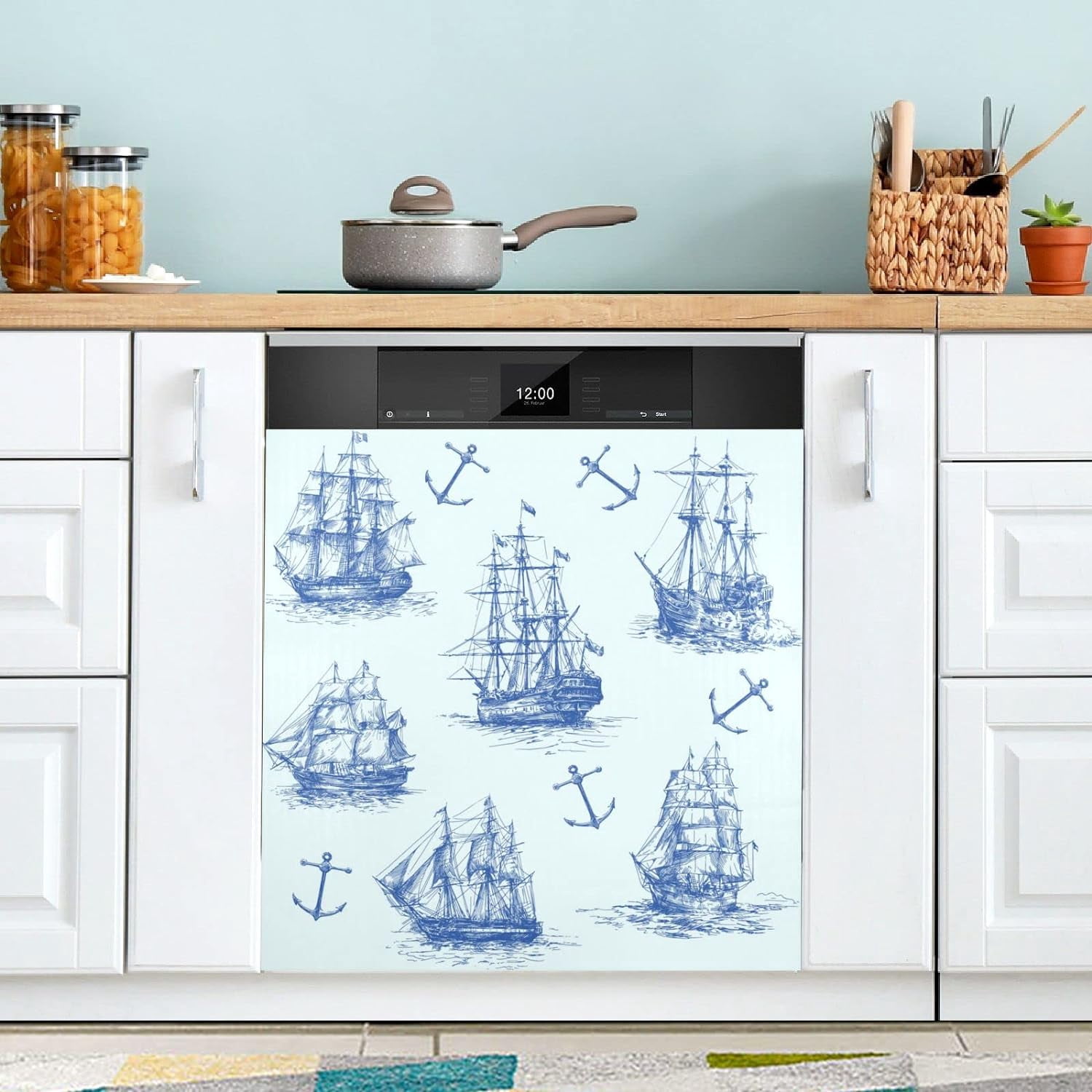 Nautical Boat Dishwasher Magnet Cover, Wash Machine Magnectic Sticker ...