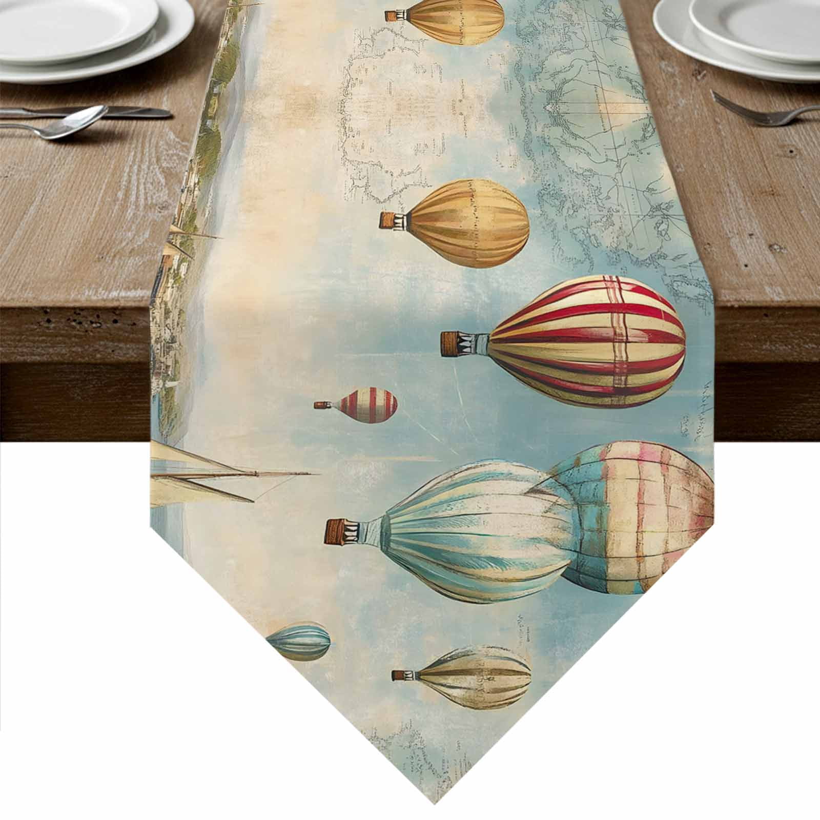 Nautical Boats Blue Table Runner Linen Burlap Table Runner 48 Inches ...