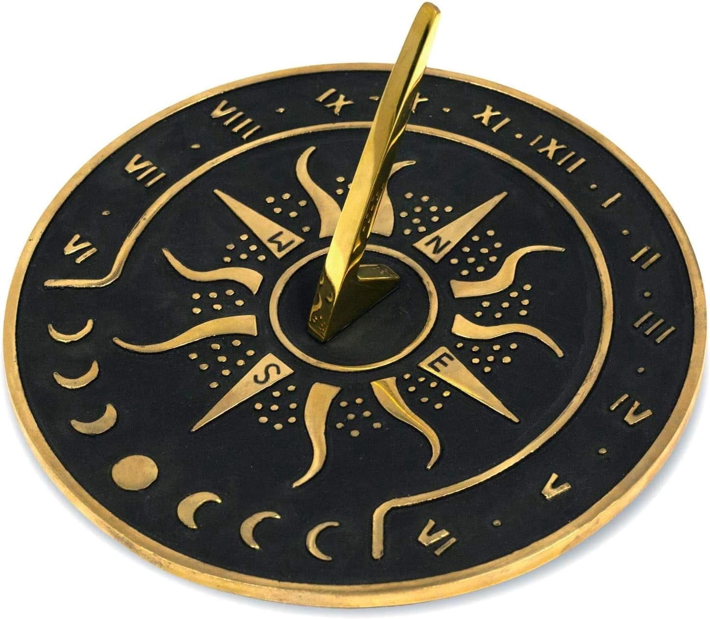 Nautical Brass Garden Sundial Clock - 8.5” Diameter Sundial Clock with ...