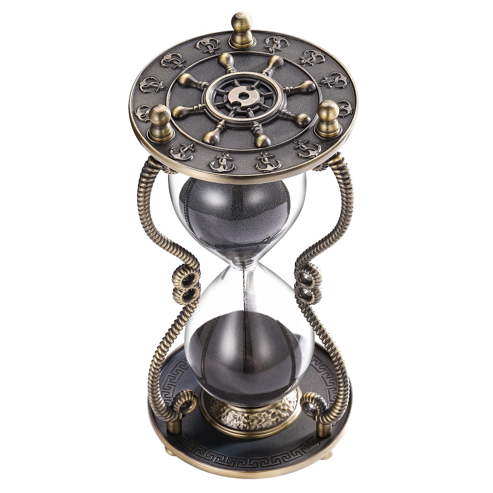 Nautical Brass Sand Timer 60 Minute Hourglass:Antique Metal Rudder Sand ...