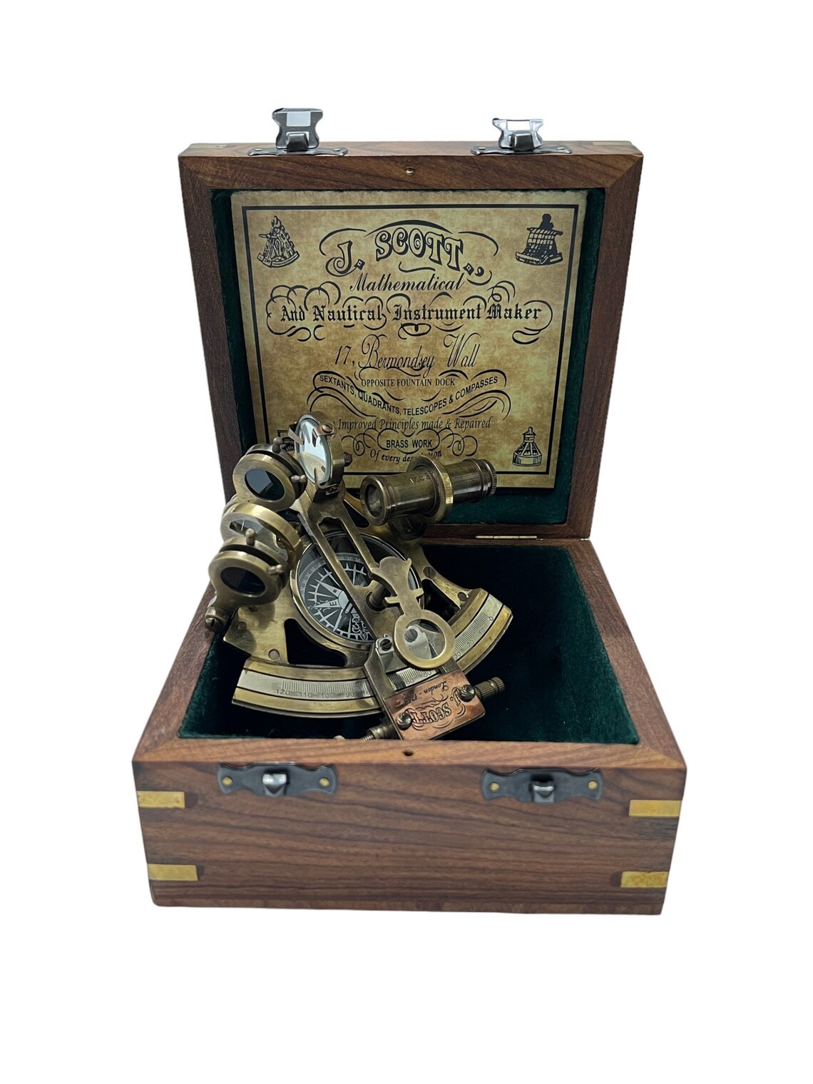 Nautical Brass Sextant Instrument with Wooden Box Marine Working ...