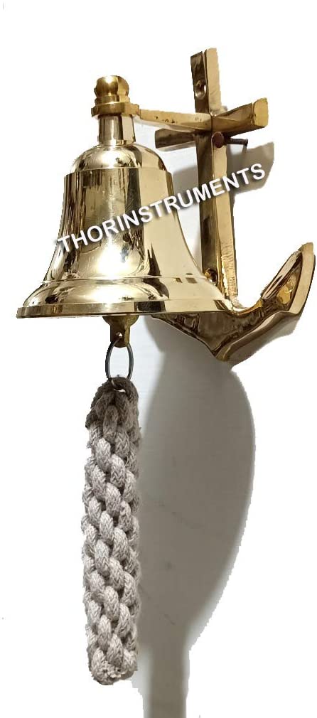 Nautical Brass Ship Bell Solid Brass W/mounting Bracket and Anchor ...