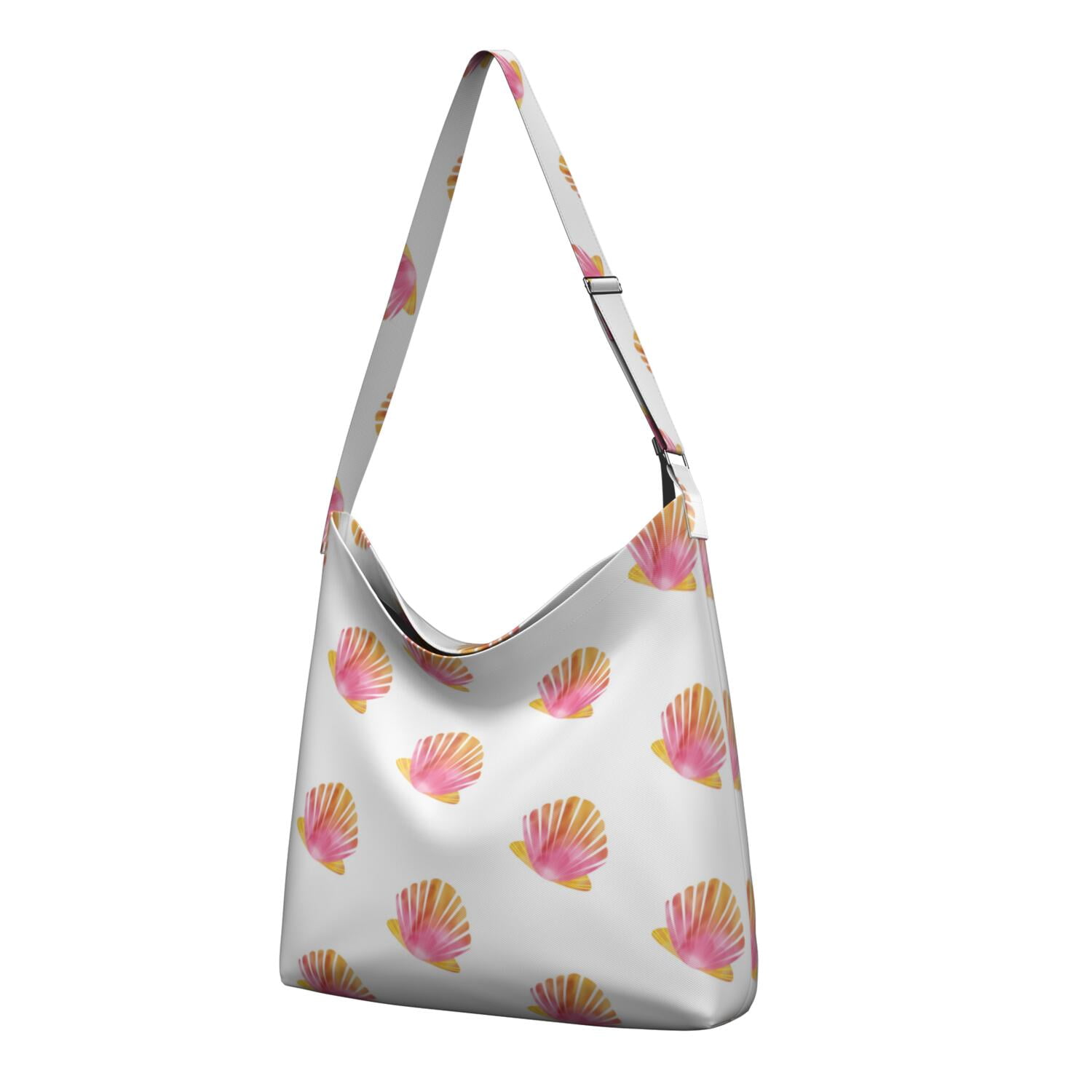 Nautical Canvas Tote Bag with Marine Life and Beach Shell Pattern ...