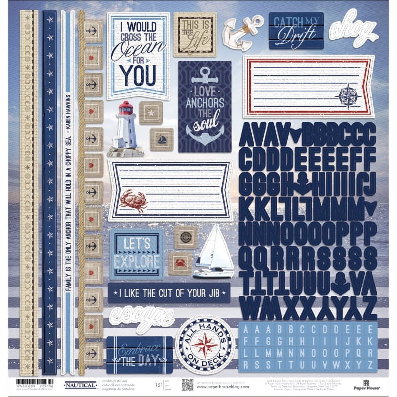 Nautical Cardstock Stickers 12"X12"- - Walmart.com
