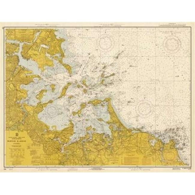 Nautical Chart - Boston Harbor Ca. 1970 - Sepia Tinted Poster Print by ...