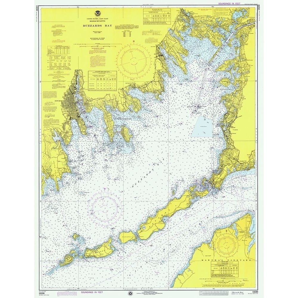 Nautical Chart Buzzards Bay ca 1974 Poster Print by NOAA Historical Map ...