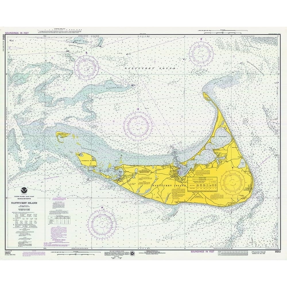 Nautical Chart Nantucket Island ca 1975 Poster Print by NOAA Historical ...