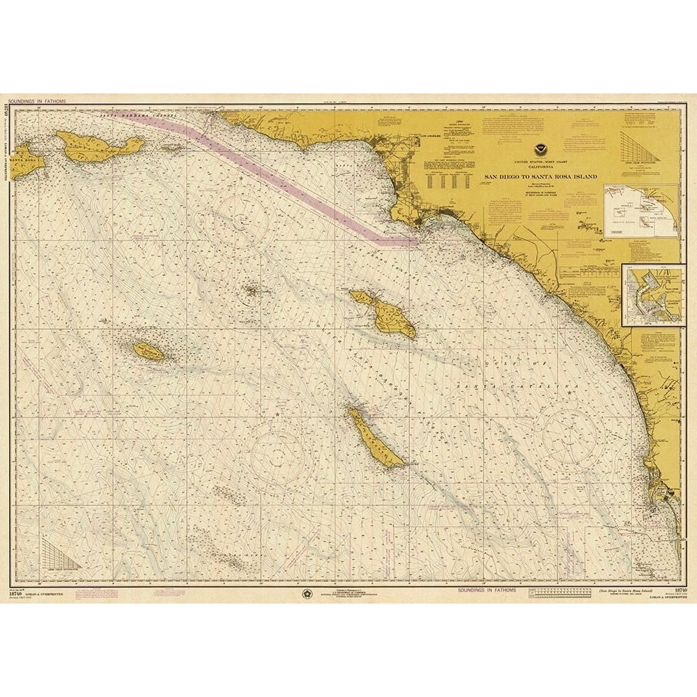 Nautical Chart - San Diego to Santa Rosa Island ca. 1975 - Sepia Tinted ...