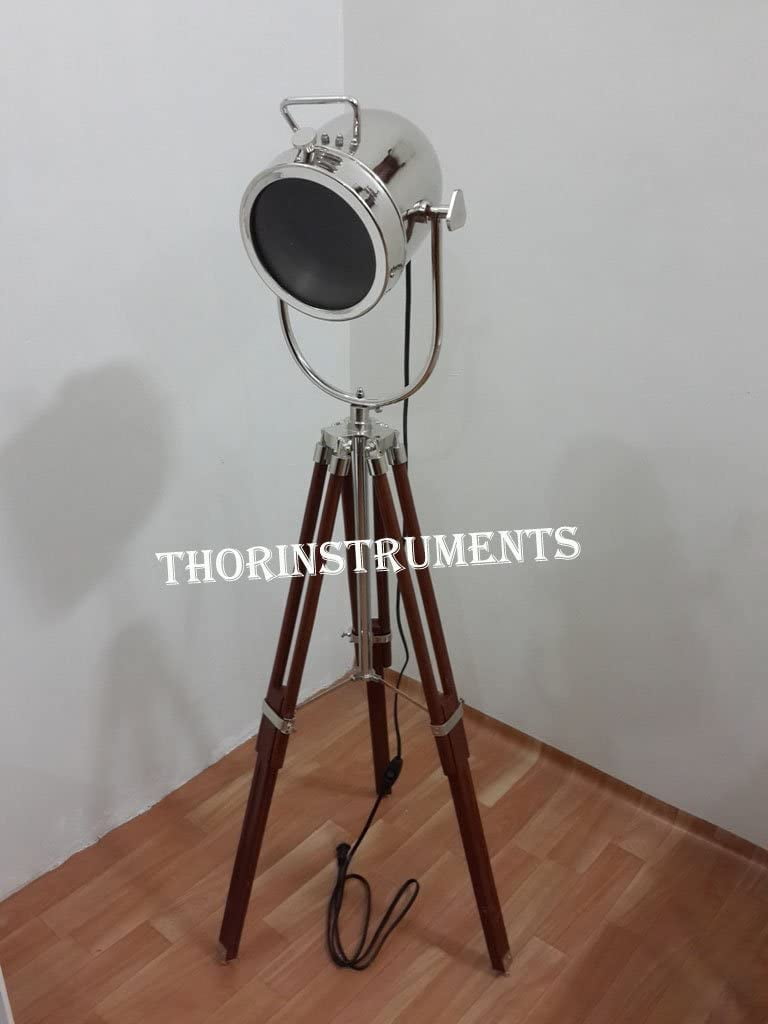 Nautical Chrome Searchlight W Tripod Brown Stand Spot Light Studio ...