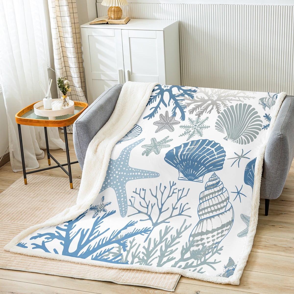 Nautical Coastal Blanket Blue Ocean Beach Throw Blanket 30"x40 ...