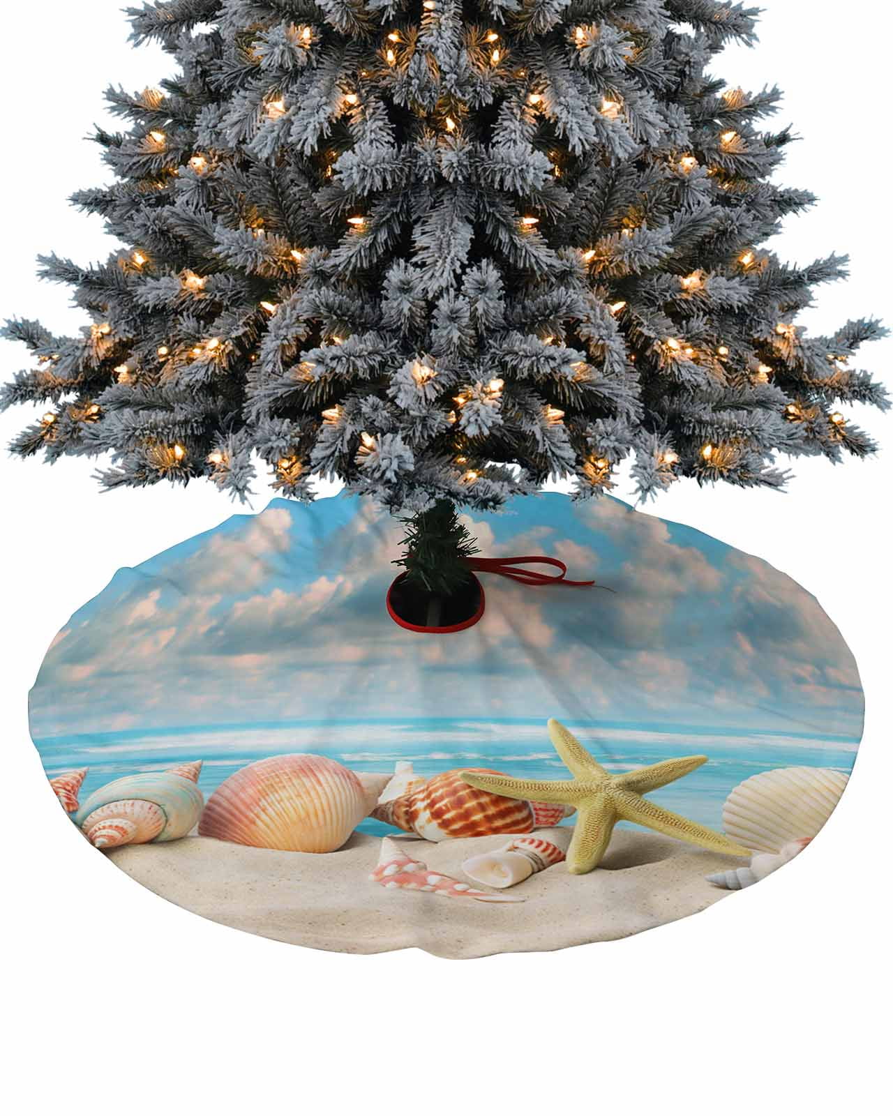 Nautical Coastal Christmas Tree Skirt 48 Inches Large Christmas Skirt ...