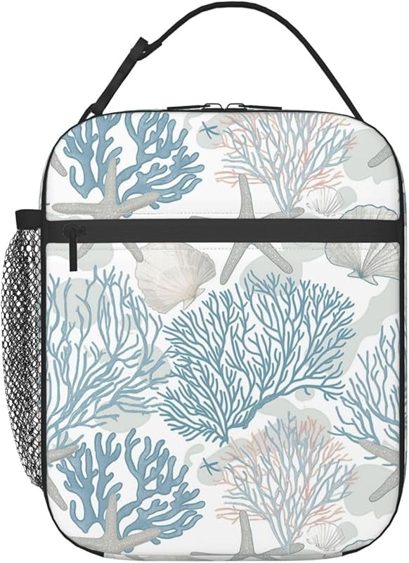 Nautical Coastal Lunch Box for Adults Women Starfish Seashell Coral ...