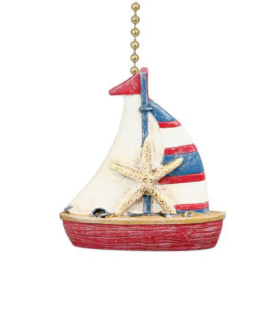 Nautical Coastal Red and Blue Sailboat Ceiling Fan Light Pull - Walmart.com