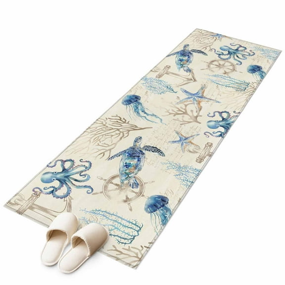 Green Tree Coastal Beach Runner Rug 2x6 FT,Non Slip Hallway Rugs ...