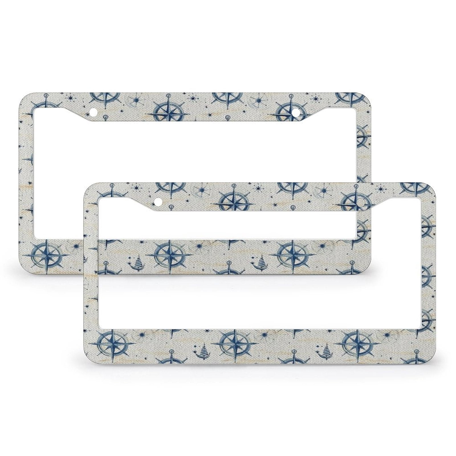 Nautical Coastal Sailboat Ocean License Plate Frames - 2 Pack Metal Tag ...